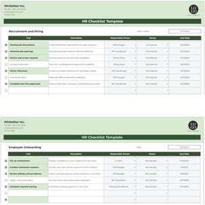 HR Checklist Template, Google Sheets for Employee Onboarding, Task ...