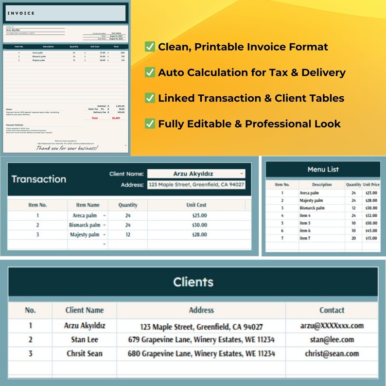 Sample Invoice Template, Google Sheets Billing Tracker, Client Receipt ...