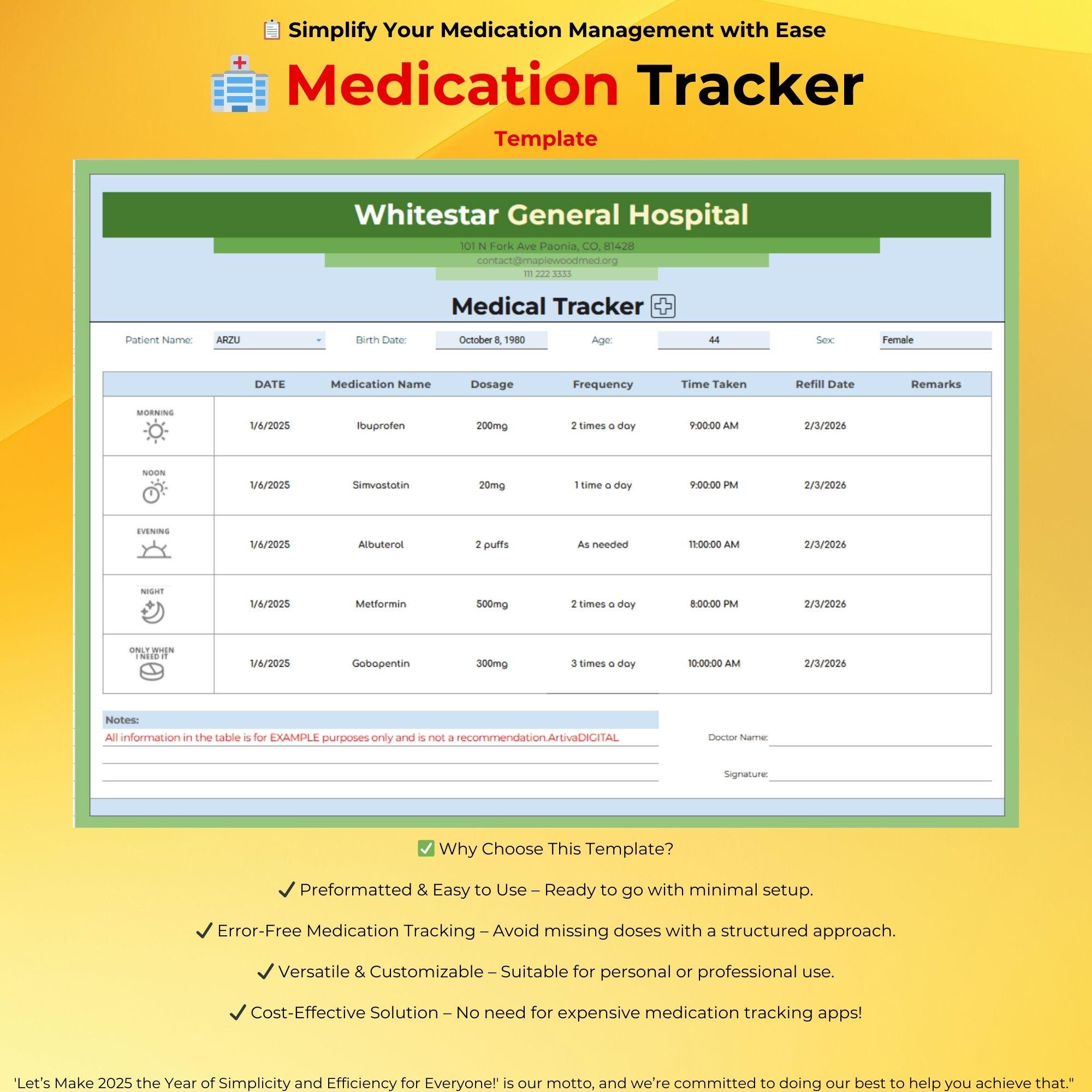 Medication Tracker Template, Personal Health Management, Prescription ...