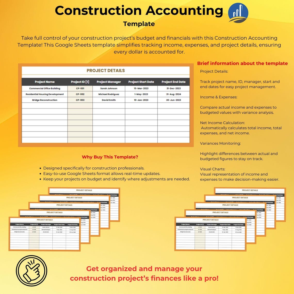 Construction Accounting Template, Google Sheets Project Budget Tracker ...