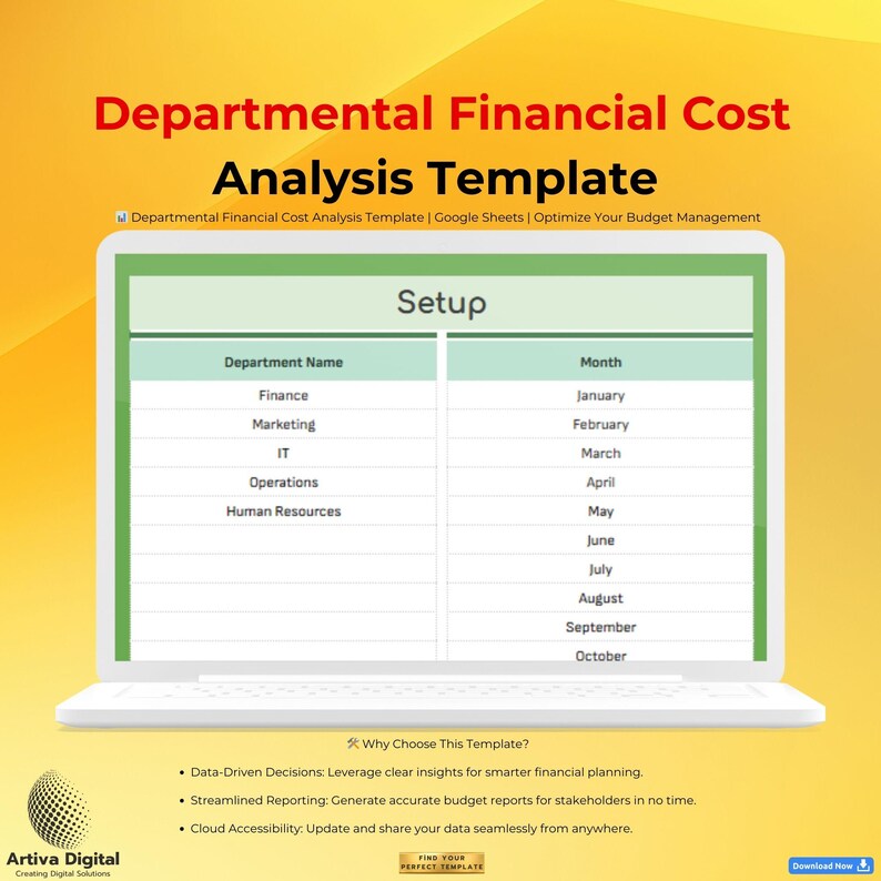 Departmental Financial Cost Analysis Template, Google Sheets, Budget ...