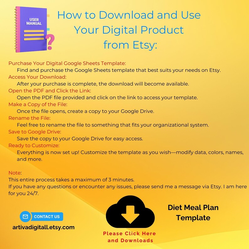 Diet Meal Plan Template, Nutrition Tracker, Customizable Meal Planner ...