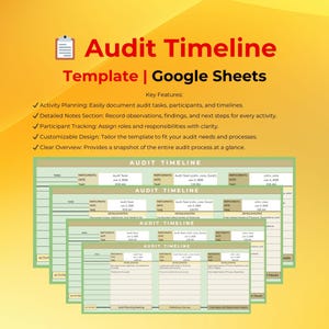 Audit Timeline Template, Google Sheets Editable Template, Audit Planner ...