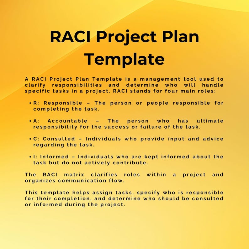 RACI Project Plan Template, Google Sheets for Role Assignment, Task ...