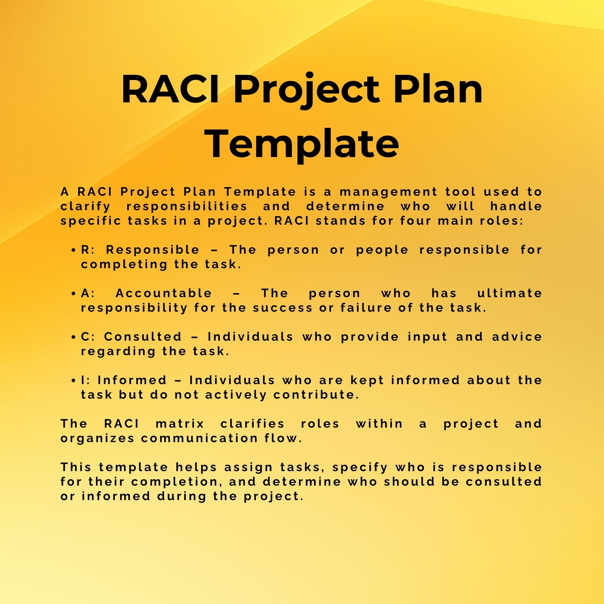 RACI Project Plan Template, Google Sheets for Role Assignment, Task ...