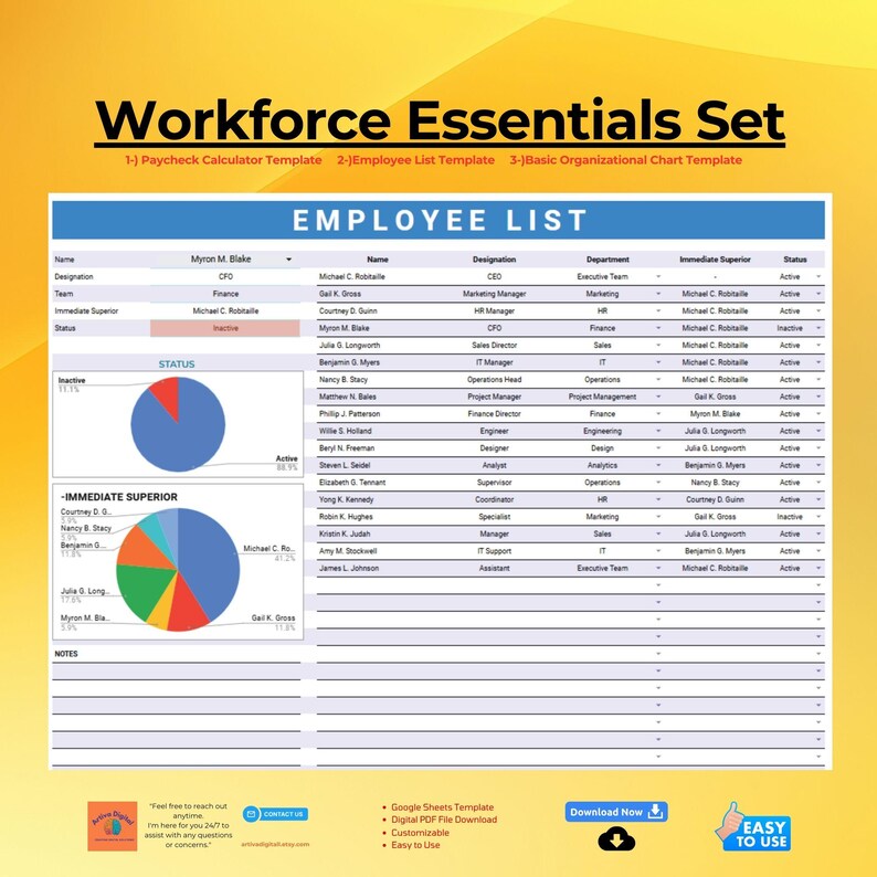 Workforce Essentials Set, Paycheck Calculator, Employee List ...