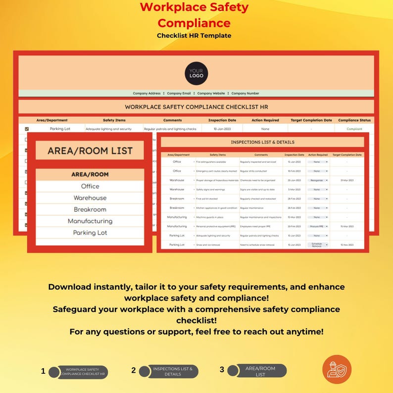 Workplace Safety Compliance Checklist Template, Employee Safety ...
