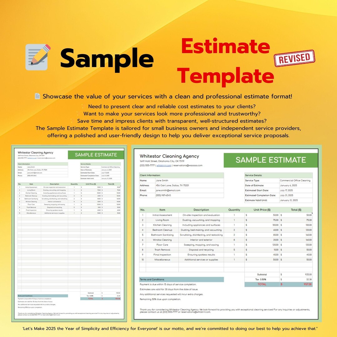 Sample Estimate Template, Google Sheets Format for Service Cost ...