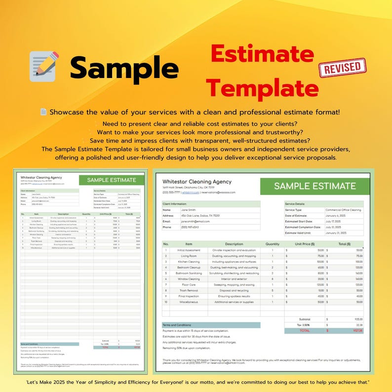Sample Estimate Template, Google Sheets Format for Service Cost ...