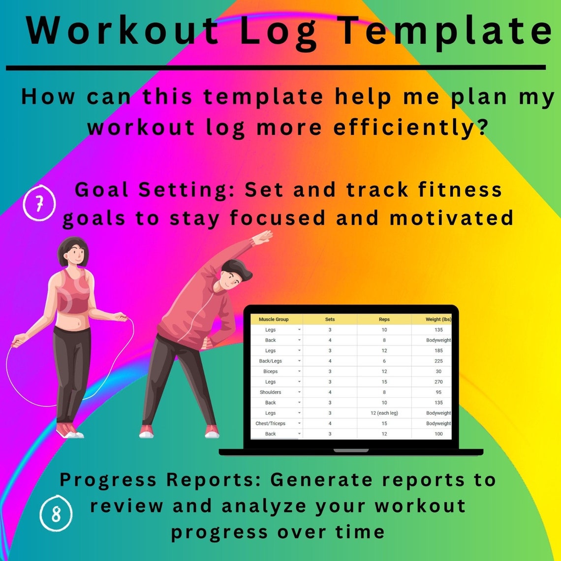 Workout Log Template, Google Sheet Fitness Tracker, Exercise Log ...