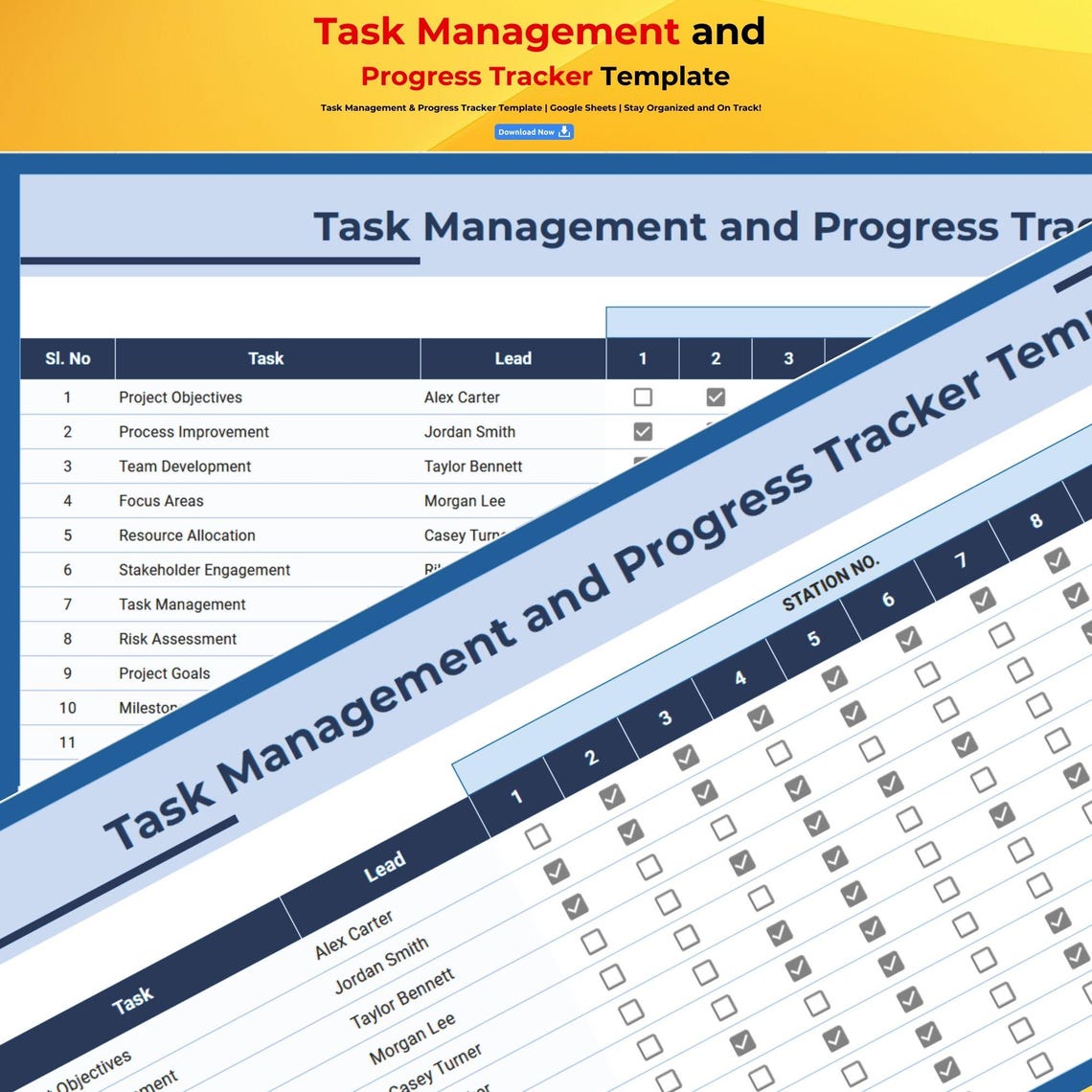 Task Management and Progress Tracker Template, Google Sheets Editable ...
