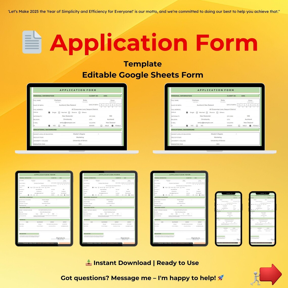 Application Form Template, Google Sheets Application Tracker, Job Application Sheet, Editable ...