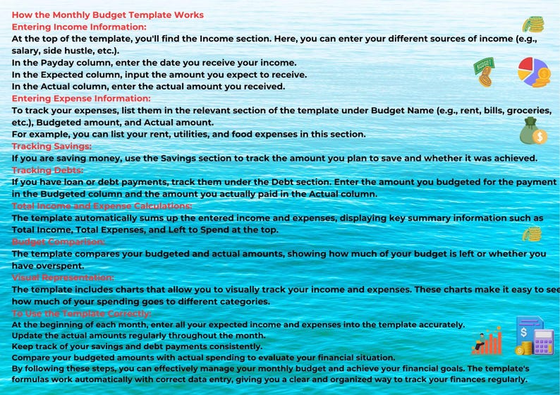 Monthly Budget Template, Track Income & Expenses, Manage Finances With ...