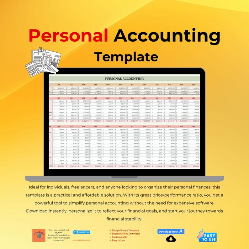 Personal Accounting Template, Google Sheets for Income & Expense ...