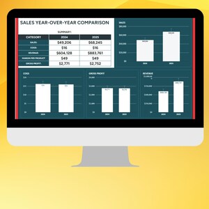 Sales Year-over-year Comparison Template Editable Google Sheets Digital ...