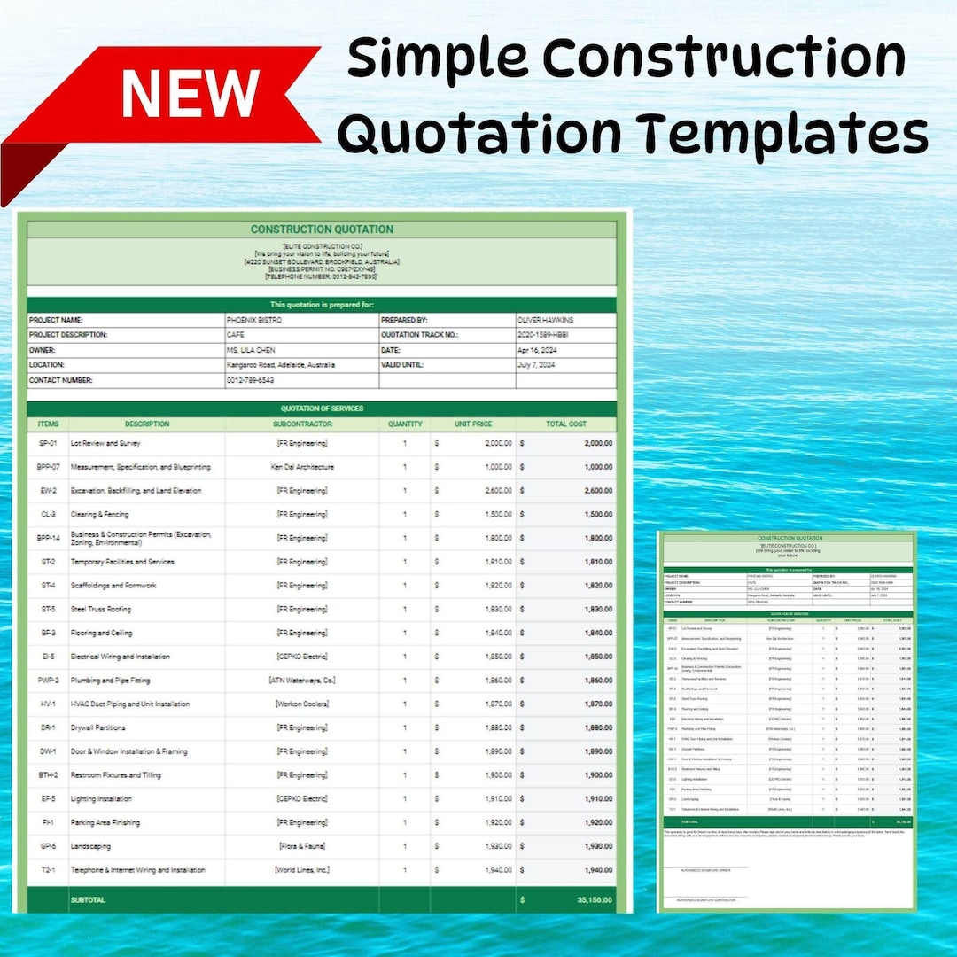 Simple Construction Quotation Templates, Create Accurate Quotes ...