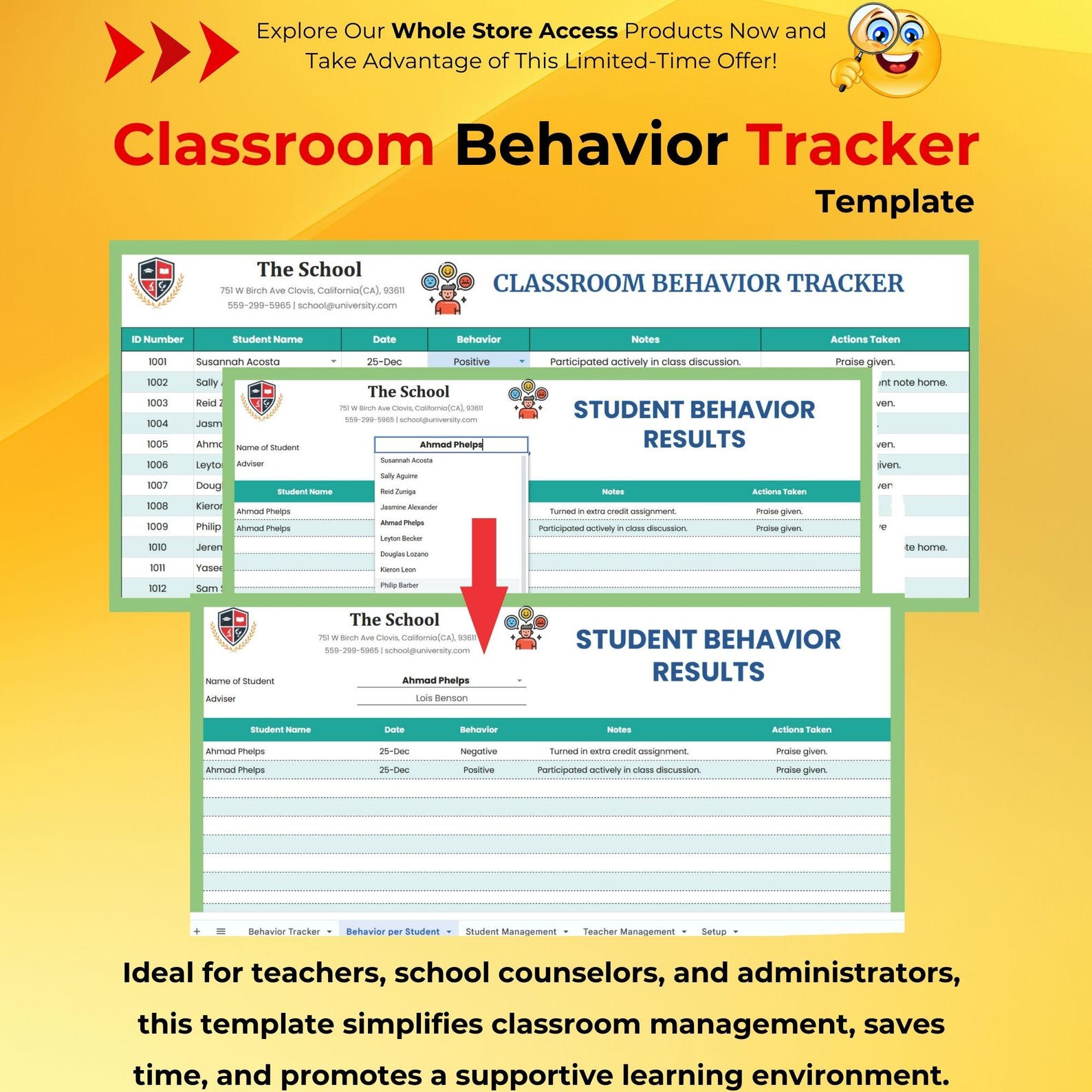 Classroom Behavior Tracker , Editable Student Behavior Log, Teacher ...