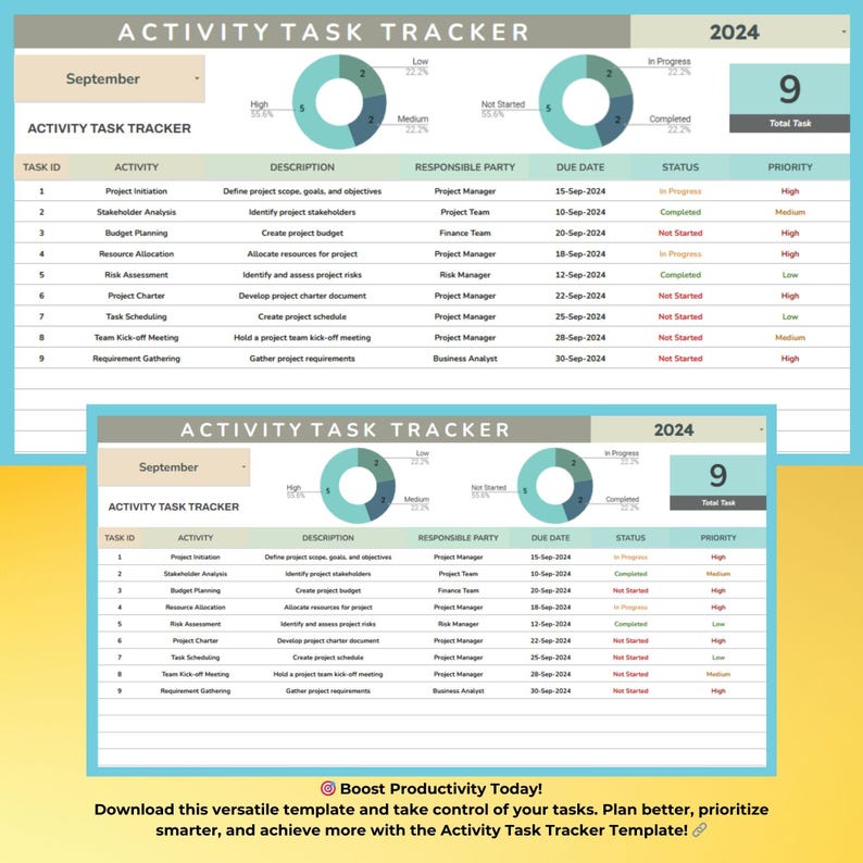 Activity Task Tracker Template, Google Sheets, Project Management Tool ...