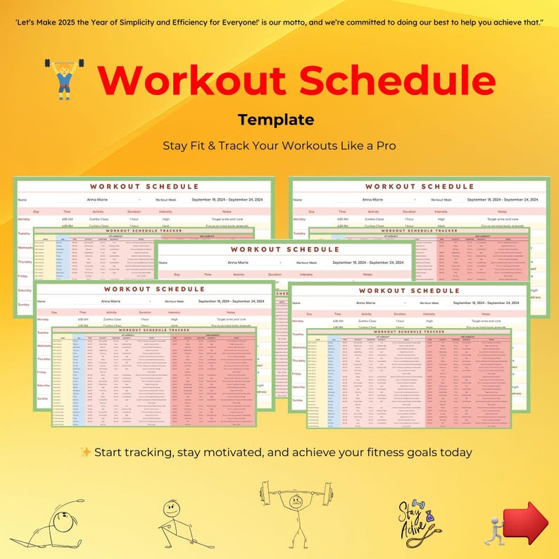 Workout Schedule Template, Google Sheets Fitness Planner, Weekly ...