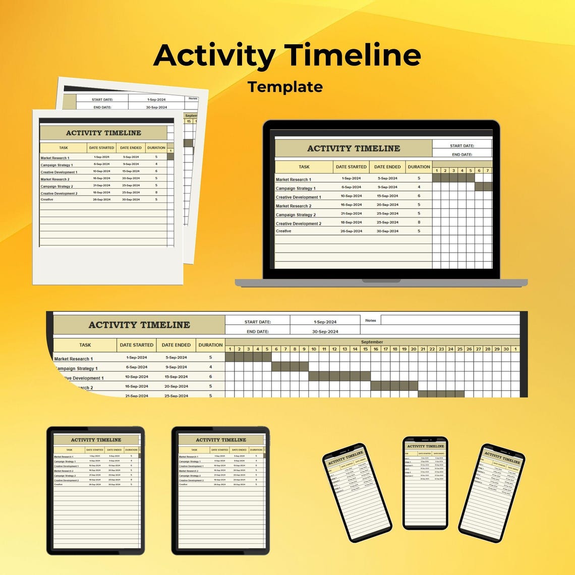 Activity Timeline Template, Google Sheet Editable Event Planner ...