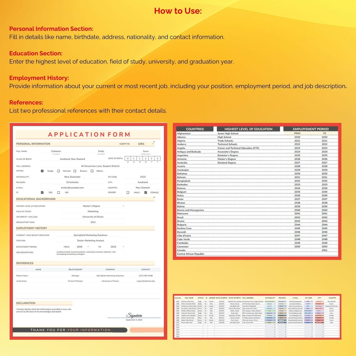 Application Form Template, Google Sheets for Job Applications, Data ...