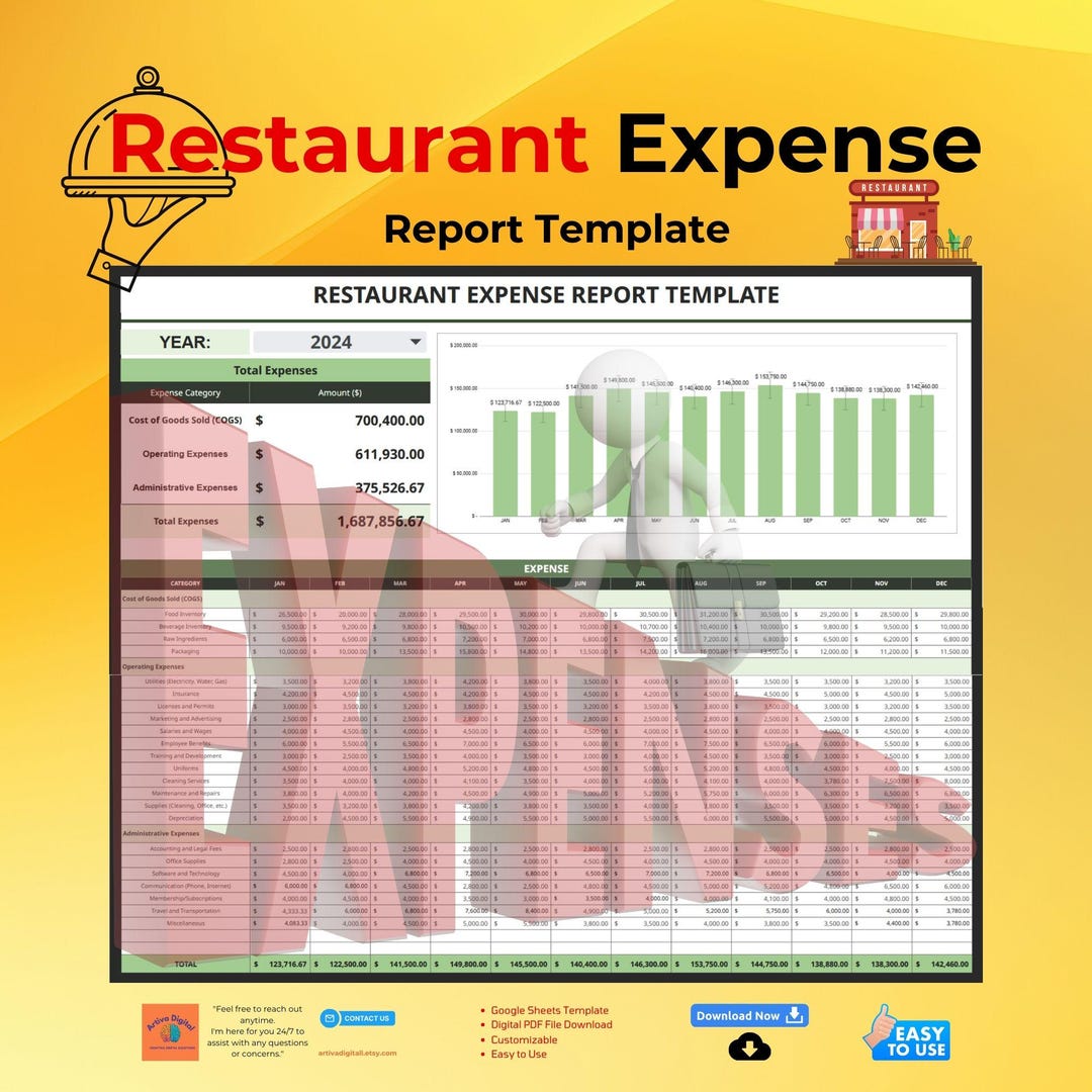Restaurant Expense Report Template, Google Sheets Editable Tool ...