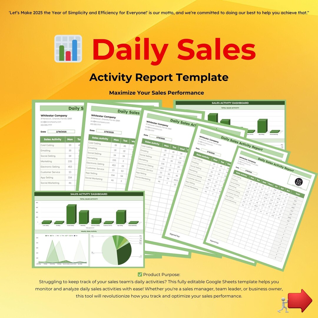 Daily Sales Activity Report Template, Sales Tracker, Google Sheets ...