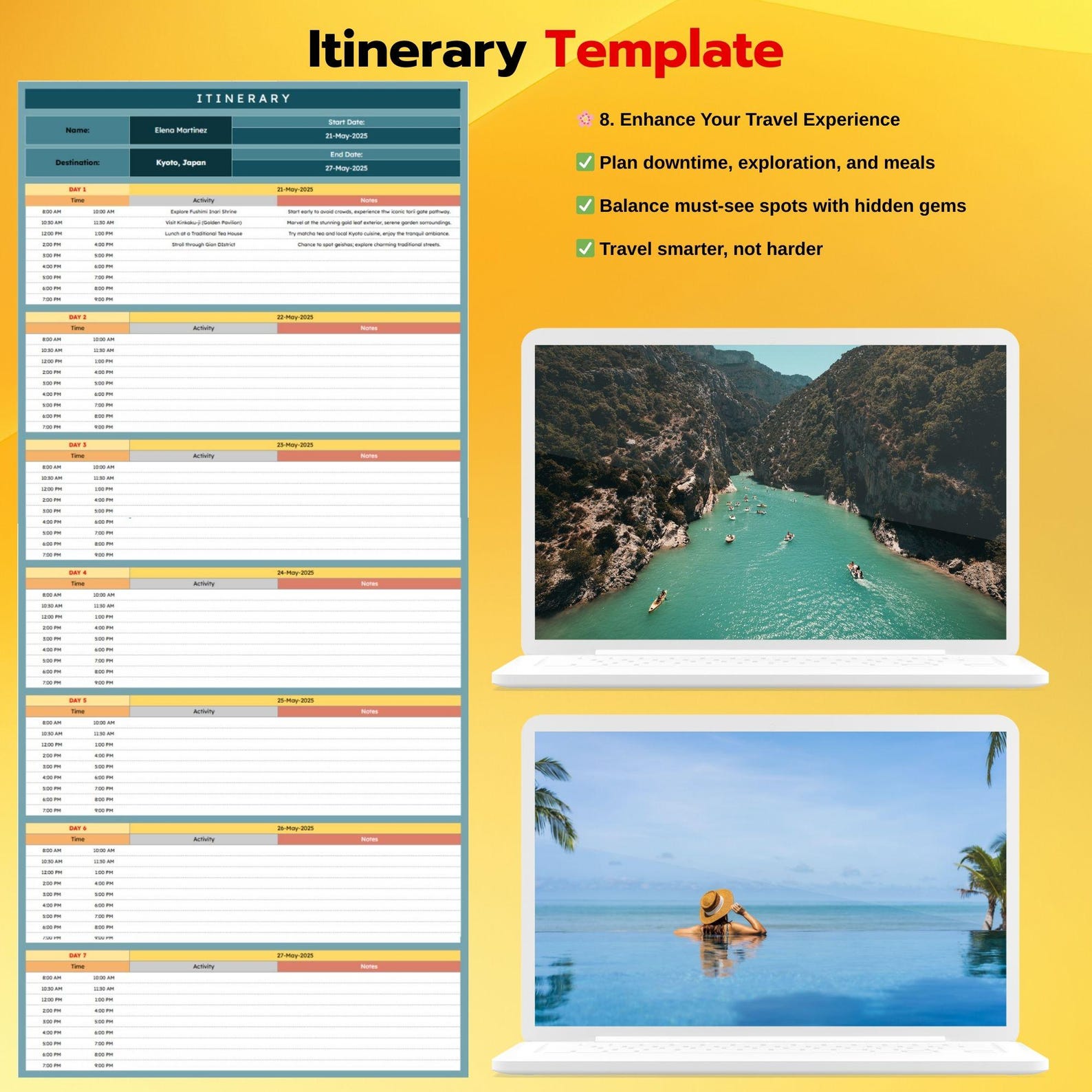 Itinerary Template, Google Sheets, Travel Planner, Trip Scheduling ...