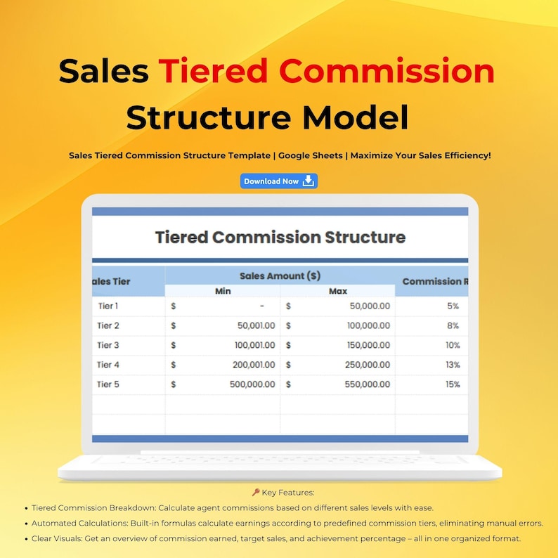 Sales Tiered Commission Structure Template, Google Sheets, Sales ...