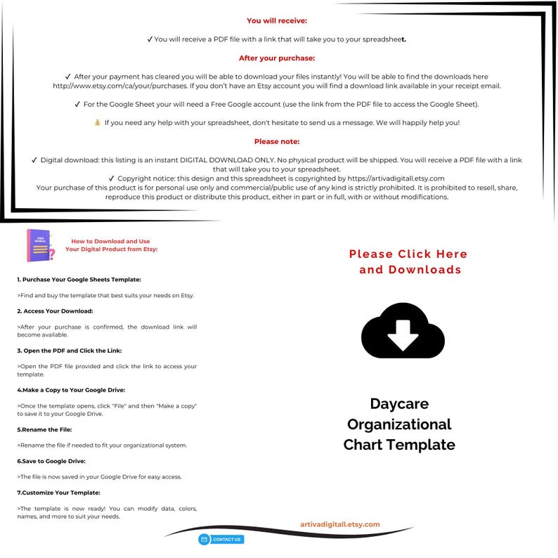 Daycare Organizational Chart Template,staff Structure & Roles, Easy ...