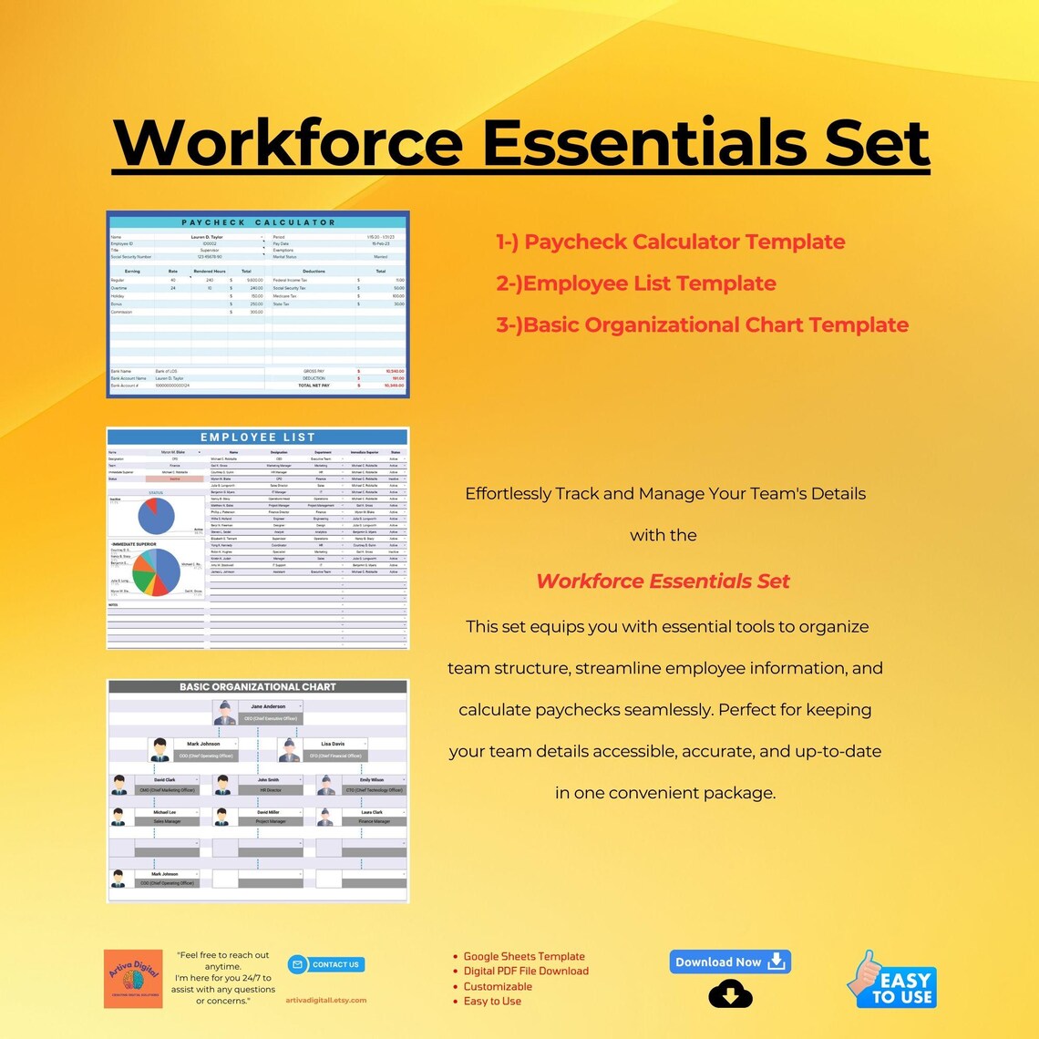 Workforce Essentials Set, Paycheck Calculator, Employee List ...