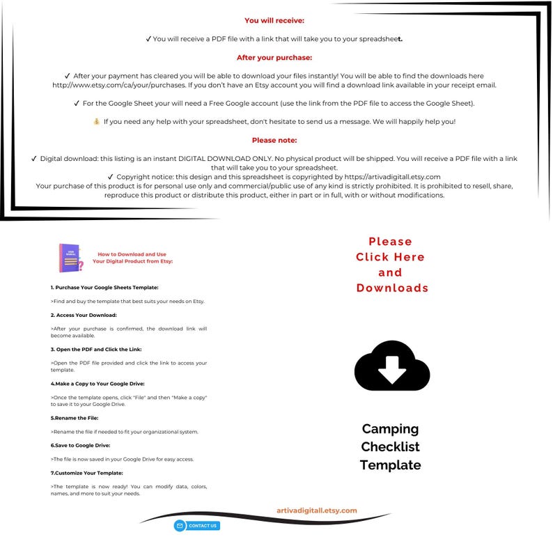 Camping Checklist Template, Google Sheets for Trip Planning, Gear ...