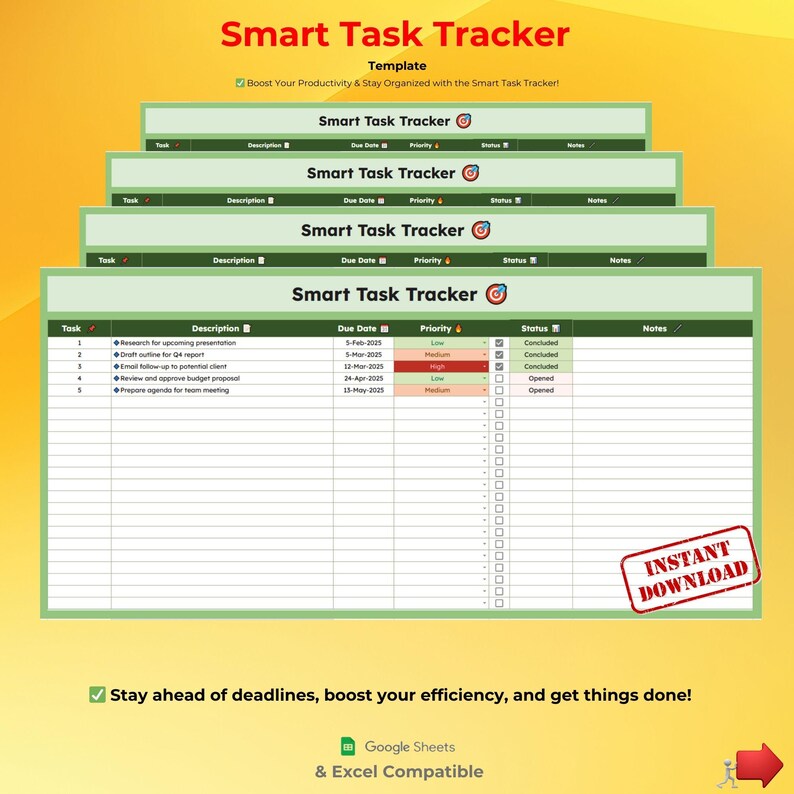 Smart Task Tracker, Google Sheets To-do List, Task Management ...