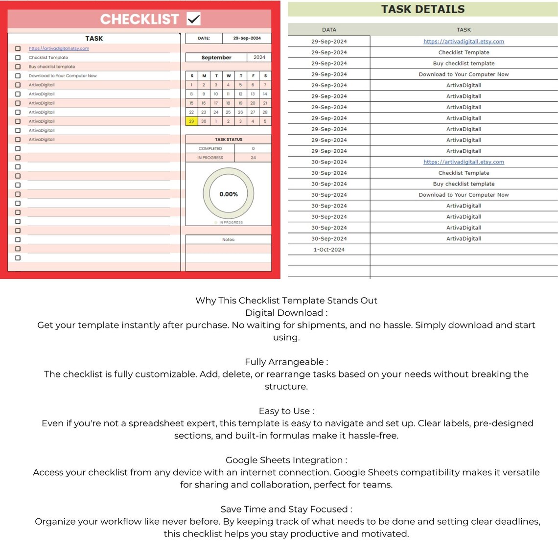 Checklist Template, Easy-to-use Task Tracker, Project Planning ...
