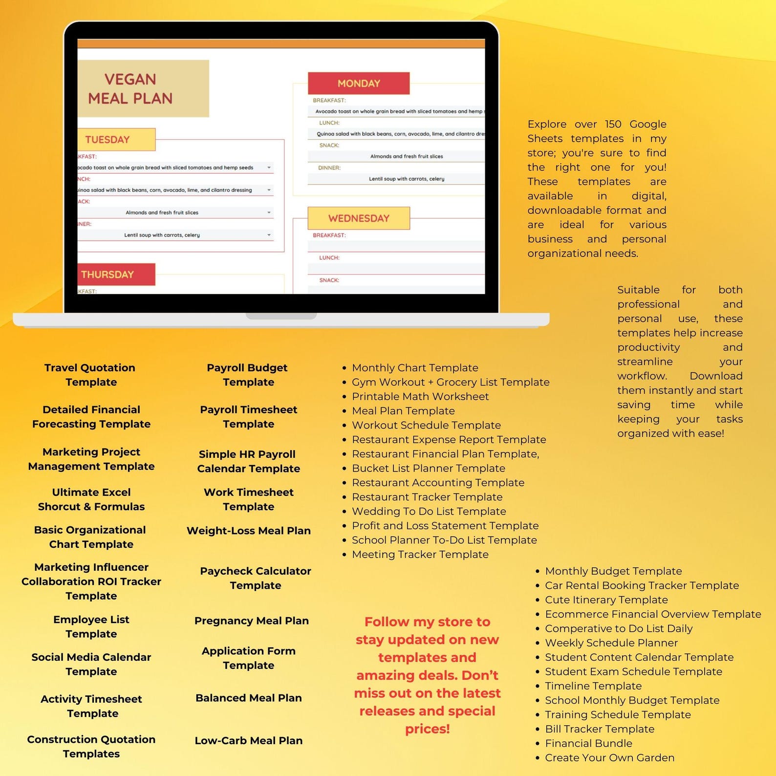 Vegan Meal Plan Template, Google Sheets Weekly Planner, Plant-based ...
