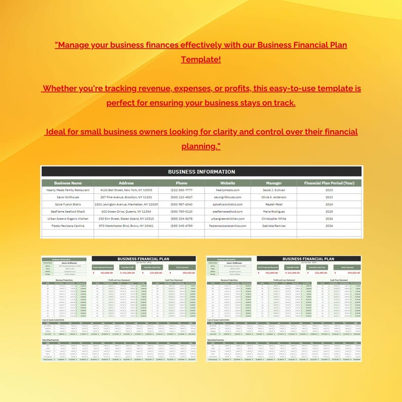 Business Financial Plan Template, Google Sheets for Forecasting ...