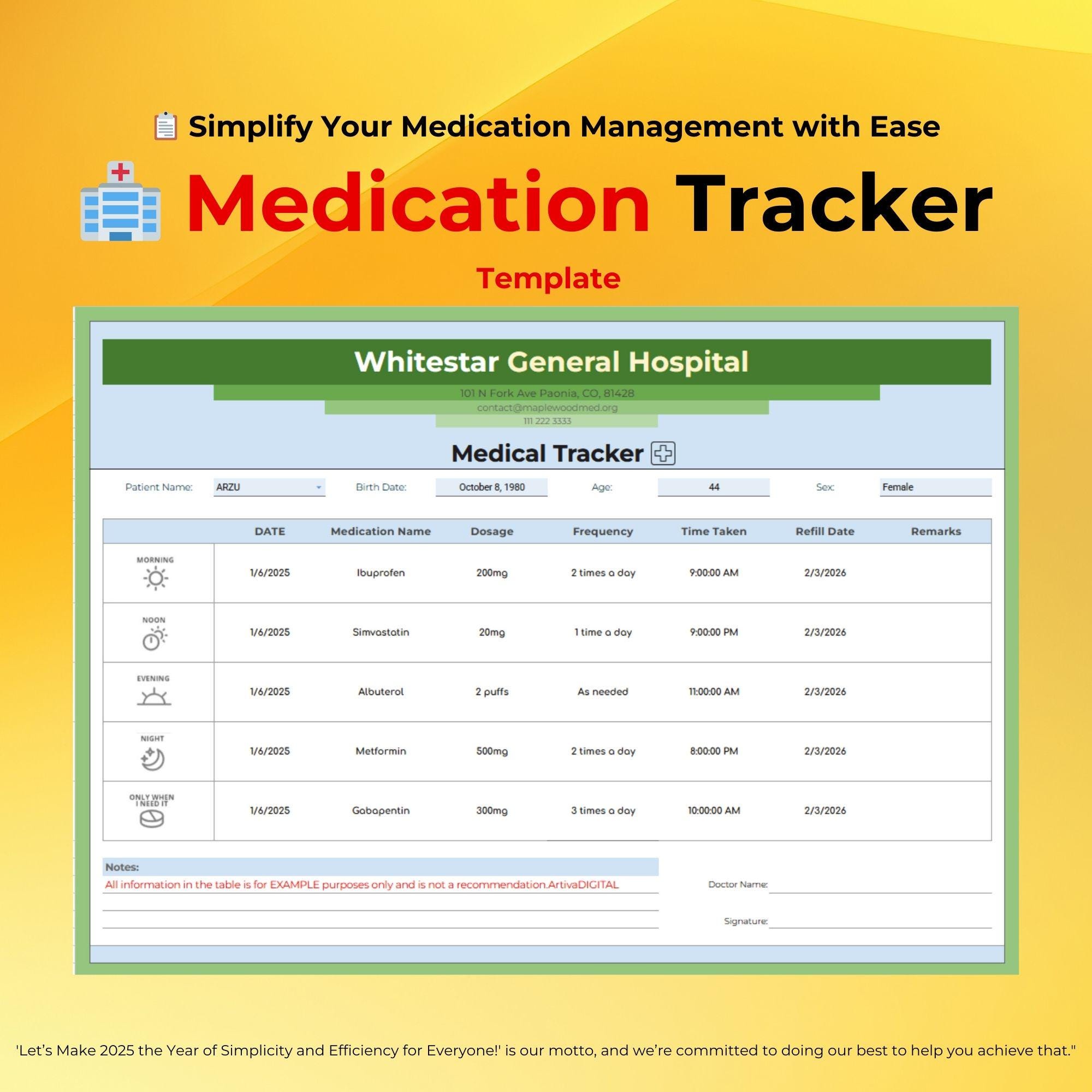 Medication Tracker Template, Personal Health Management, Prescription ...