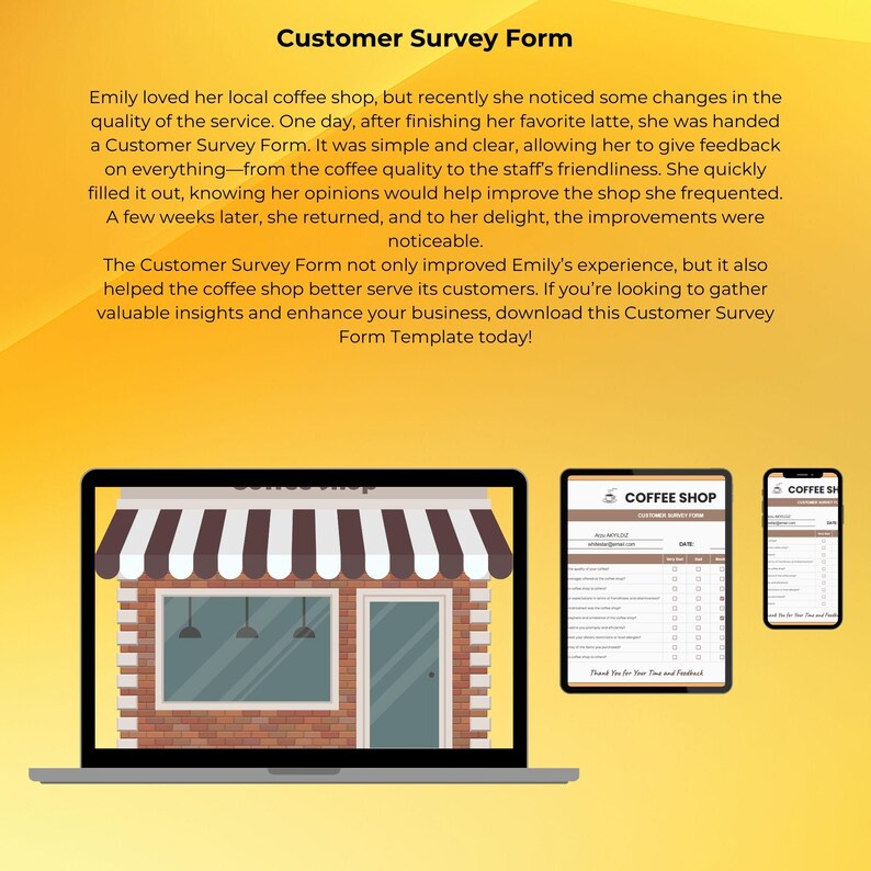 Customer Survey Form Template, Google Sheets, Simple Form, Feedback ...