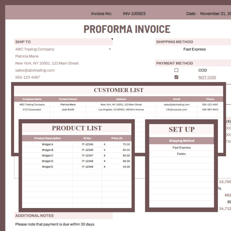 Proforma Invoice Format Template, Customizable Invoice Tracker ...