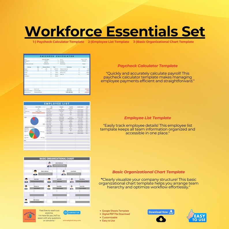 Workforce Essentials Set, Paycheck Calculator, Employee List ...
