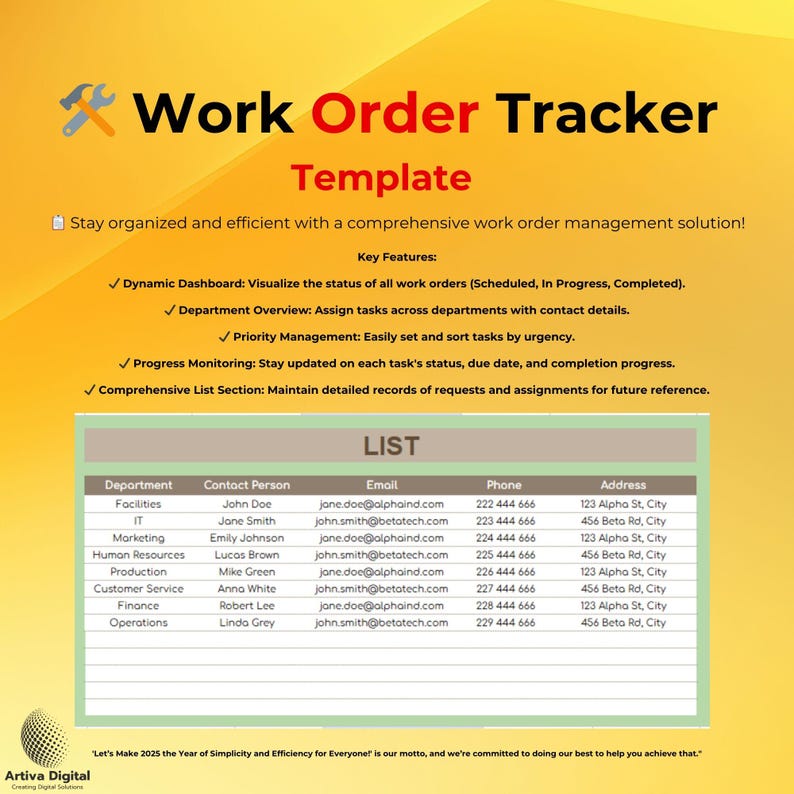 Work Order Tracker Template, Google Sheets for Job Tracking, Task ...