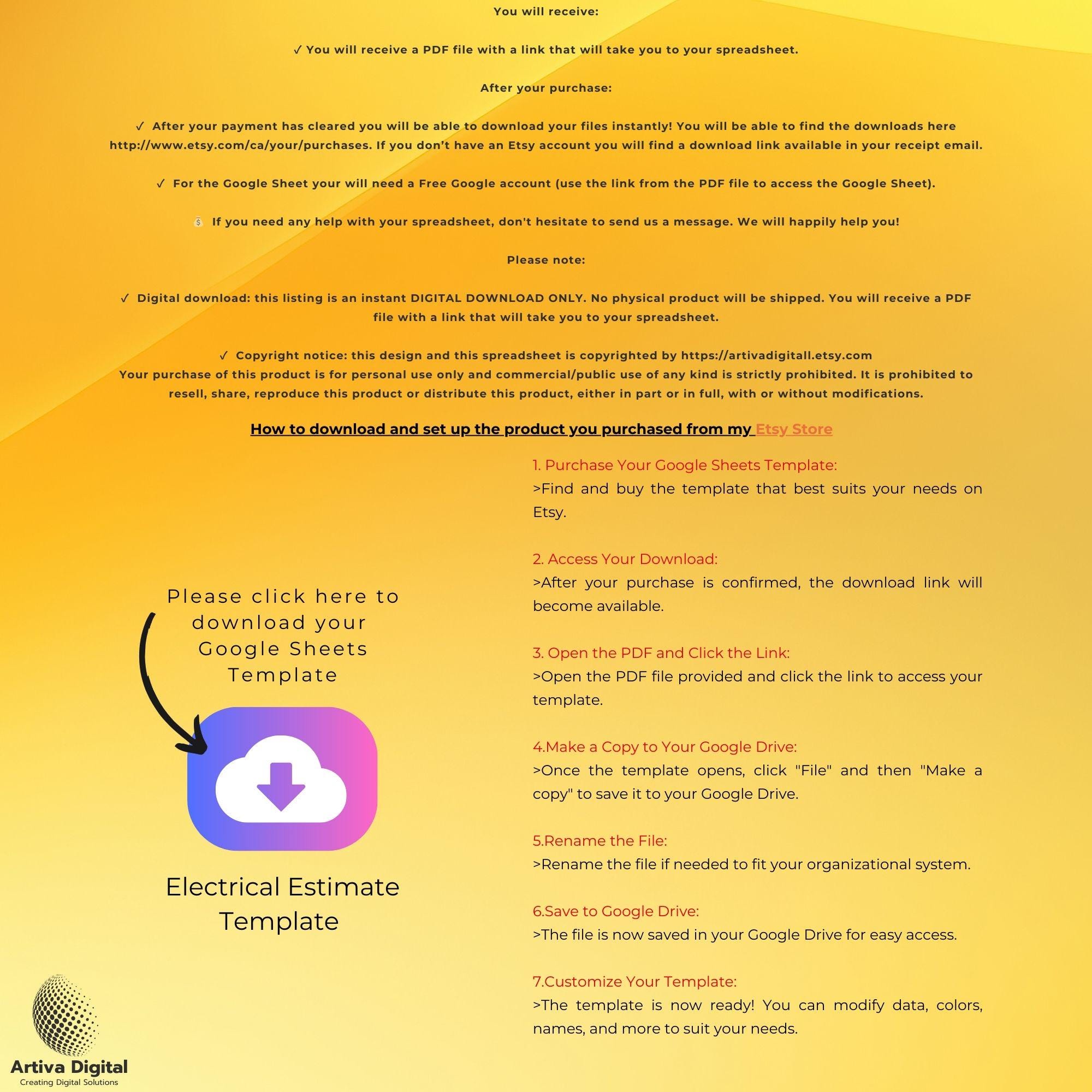 Electrical Estimate Template, Google Sheets for Cost Estimation ...