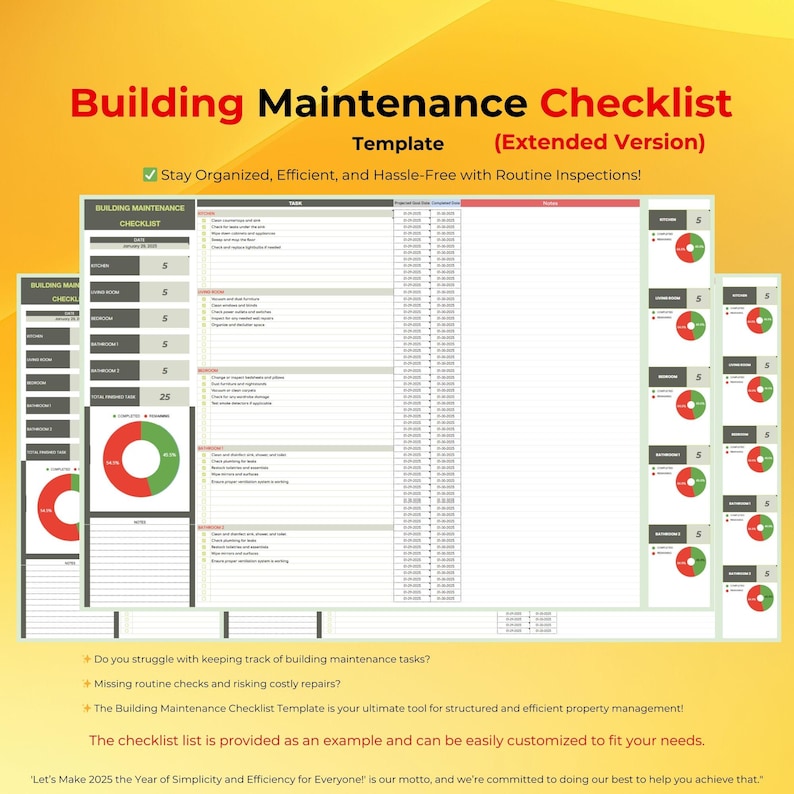 Building Maintenance Checklist Template Extended Version, Google Sheets ...