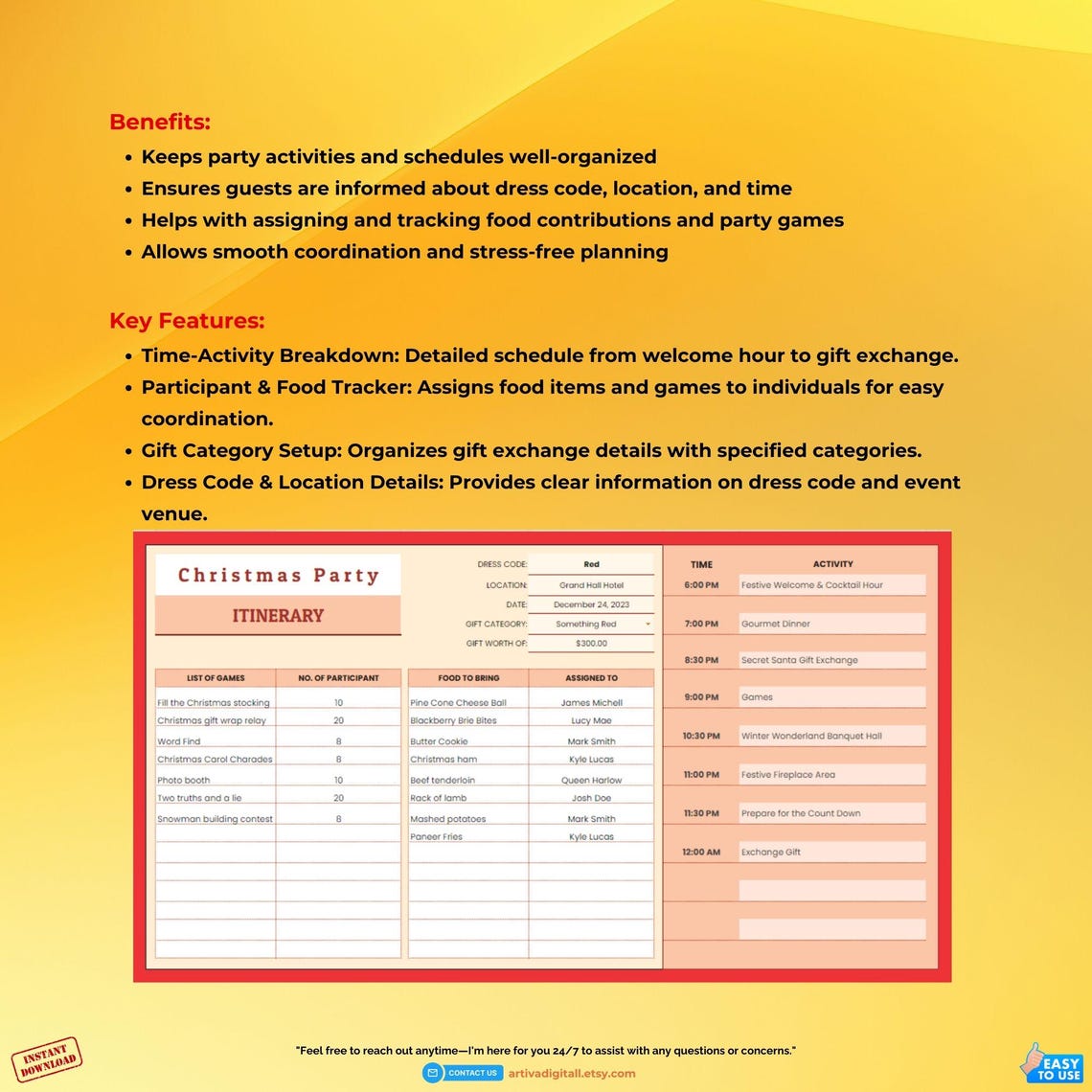Christmas Party Itinerary Template Google Sheets | Plan Holiday Event ...