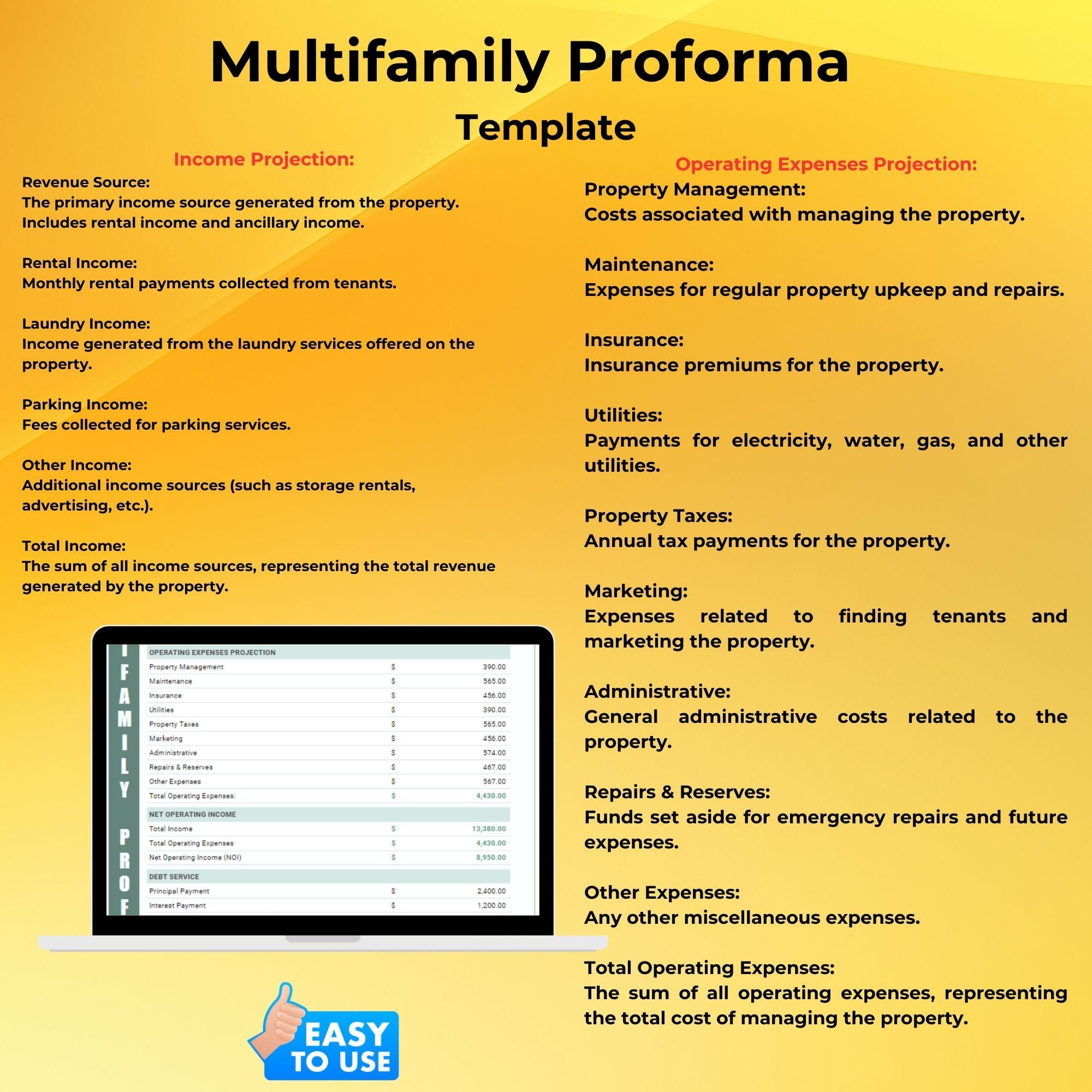 Multifamily Proforma Template, Real Estate Investment, Cash Flow ...