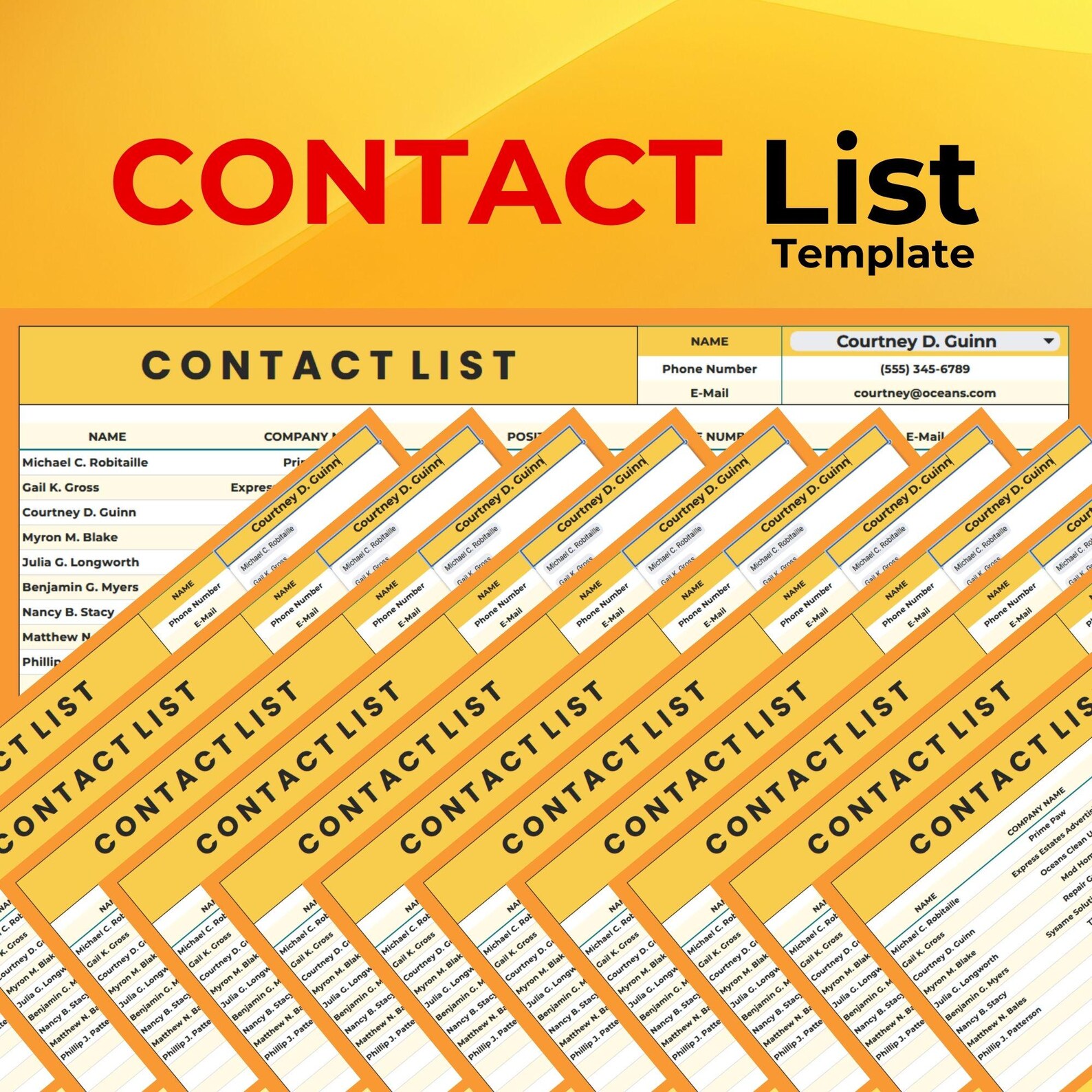 Contact List Template, Google Sheets Address Tracker, Editable Contact Manager, Printable ...