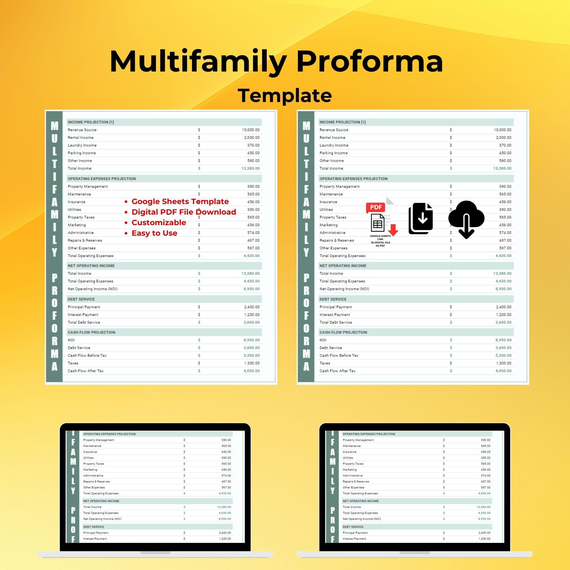 Multifamily Proforma Template, Real Estate Investment, Cash Flow ...