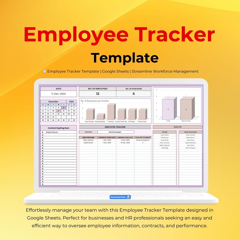 Employee Tracker Template, Google Sheets, Customizable Management Tool ...