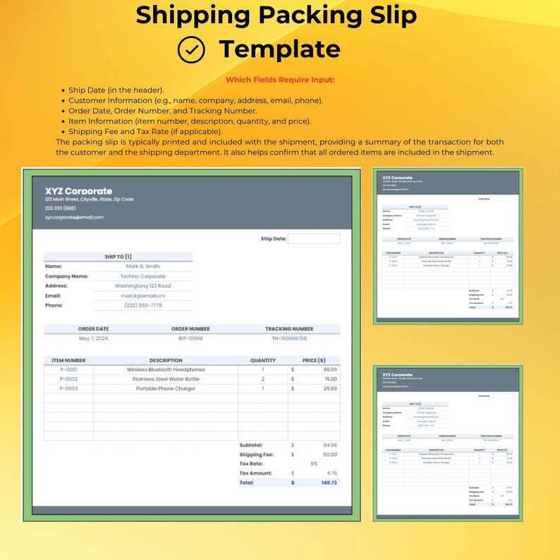 Shipping Packing Slip Template, Editable Google Sheets Packing Slip ...