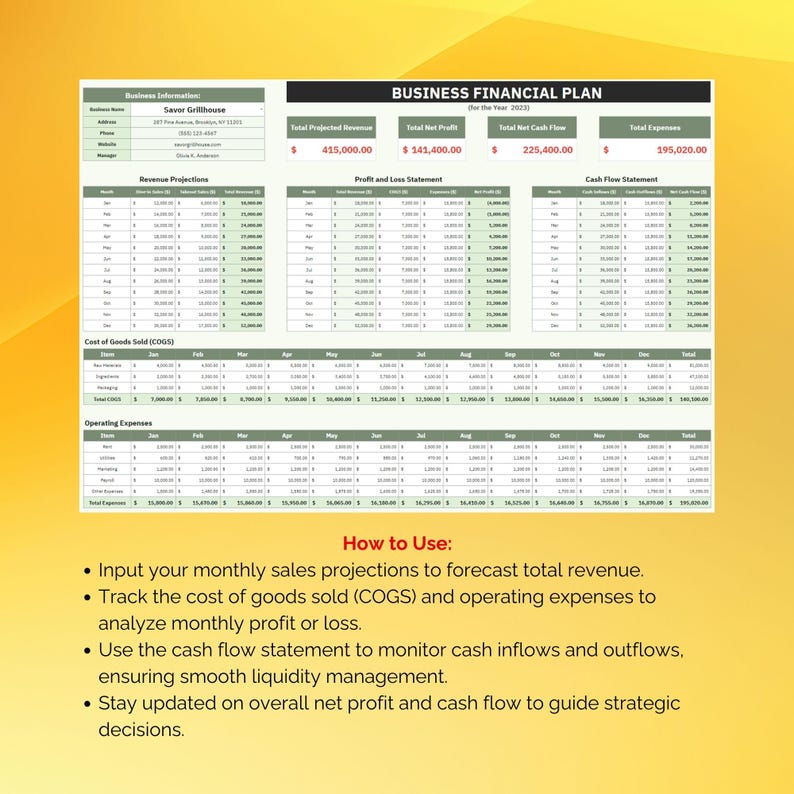 Business Financial Plan Template, Google Sheets for Forecasting ...
